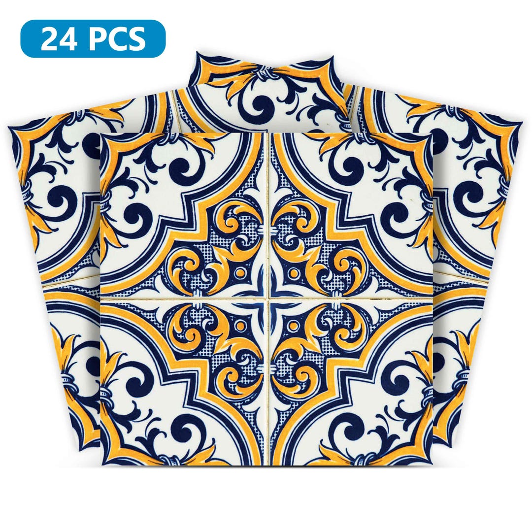Spanish Set of 24 PCS Tiles Decals Tiles Stickers Tiles for Walls ...