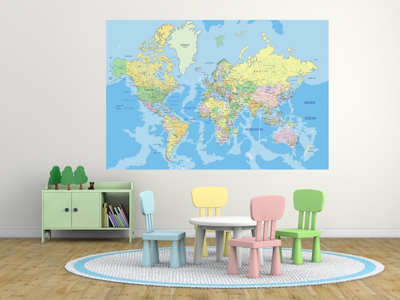 World map globe wall decals wall sticker map sdecals home | Etsy
