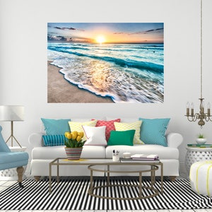 Sunset Beach Sea Wall Decal, Ocean Murals Wall Decor, Vinyl Wall Decals ...