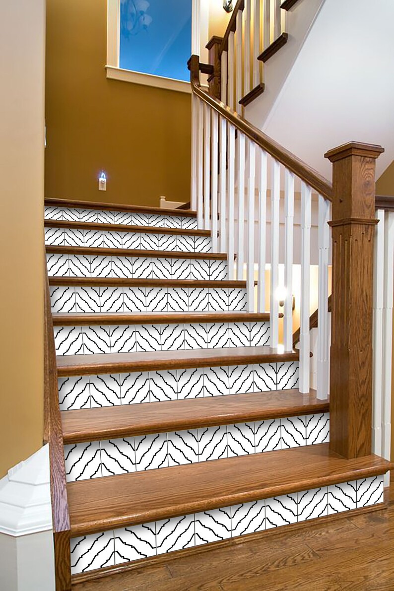 Retro Line Decals Black Line Tile Stickers Mexican Tile - Etsy