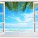 3D Window Beach Decal, Plam Murals 3D Wall Decor, Vinyl Wall Decals ...