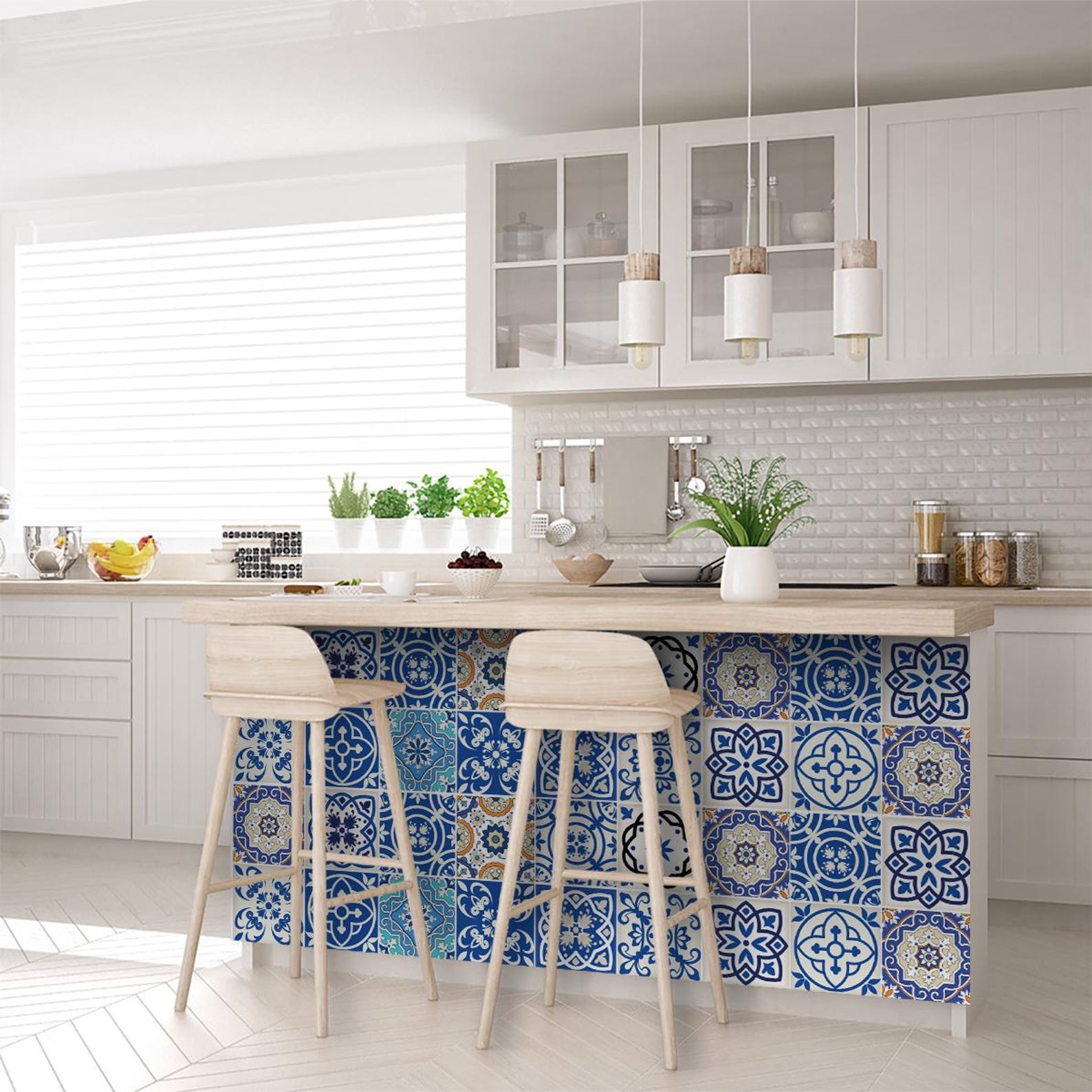 Turquoise Blue Tile Stickers Set of 24 Tile Decals Mixed Tiles for ...