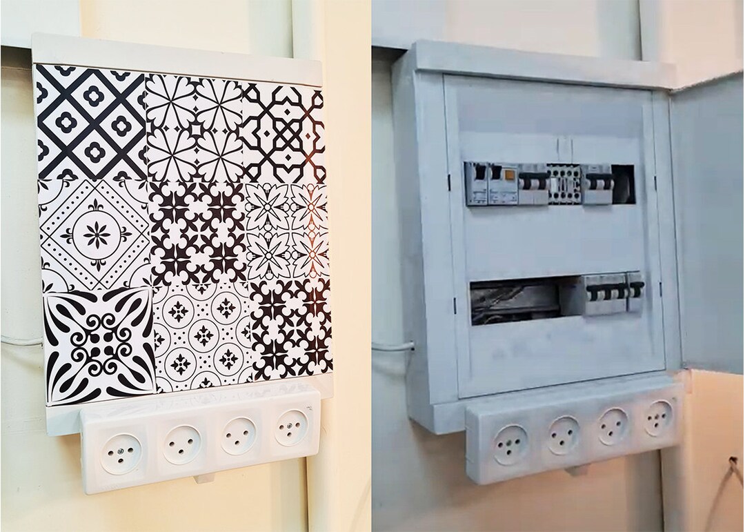 Electrical Panel Cover Ideas Peel and Stick Backsplas Stickers 24 Tiles ...