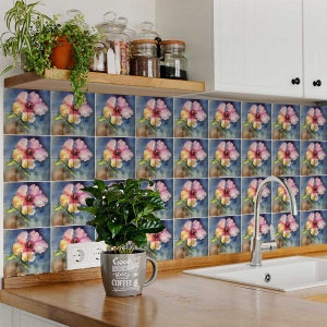 Peel and Stick Flower Tile Flower Tile Backsplash R96 - Etsy