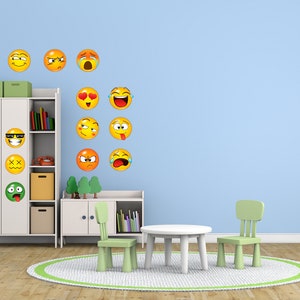 Set of 16 Funny Emoji Stickers Face Smiley Decals Home Decor - Etsy