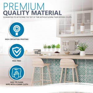 Turquoise Blue Tile Stickers Set of 24 Tile Decals Mixed Tiles for ...