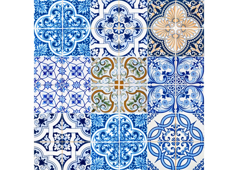 Blue Mexican tile stickers for home decor backsplas peel & | Etsy