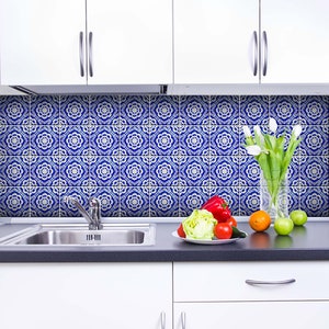 Set Blue Tile Kitchen Traditional Mexican Tiles Decals Bathroom ...