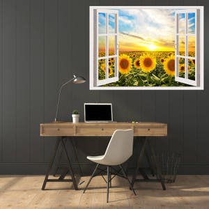 3D Window Flowers Decal, Window Frame, 3D Wall Decor, Flower Wall ...