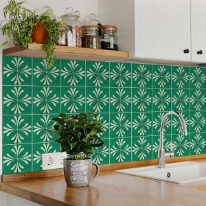Green Peel and Stick Tiles Wall Stickers Vinyl Tile Easy to Use ...
