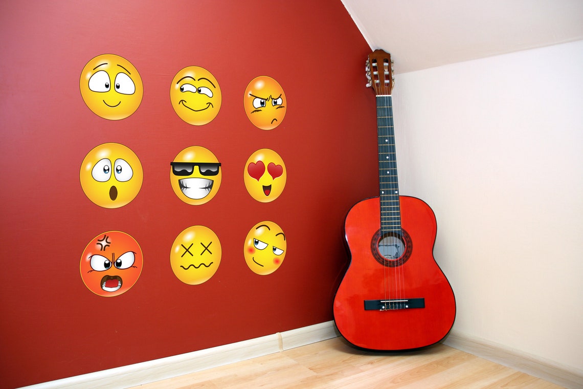 Set of 16 Funny Emoji Stickers Face Smiley Decals Home Decor - Etsy
