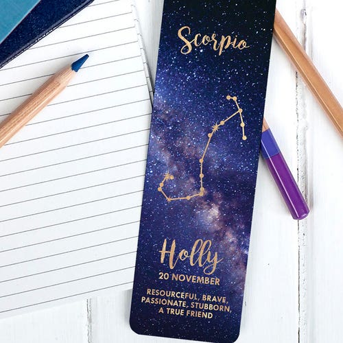 Libra Zodiac Bookmark Night Sky Bookmark With Libra | Etsy