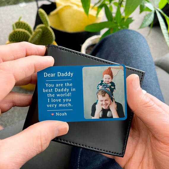 Personalised Photo Metal Wallet Card for Dad Child's - Etsy