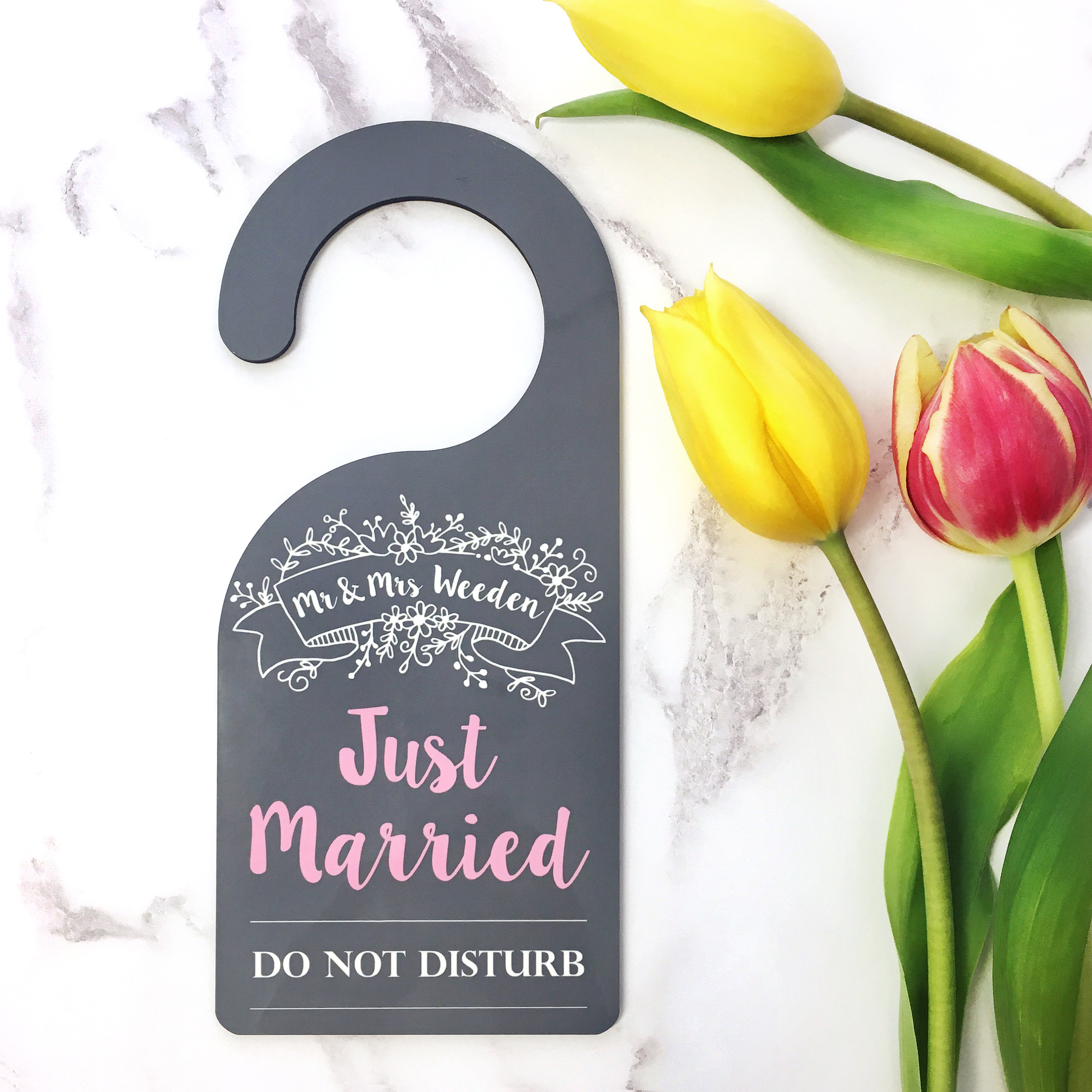 Just Married Door Sign Personalised Newlyweds Door Hanger | Etsy