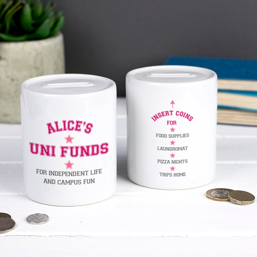 Uni Funds Money Box, Student Gift, Personalised Keepsake Gift for ...