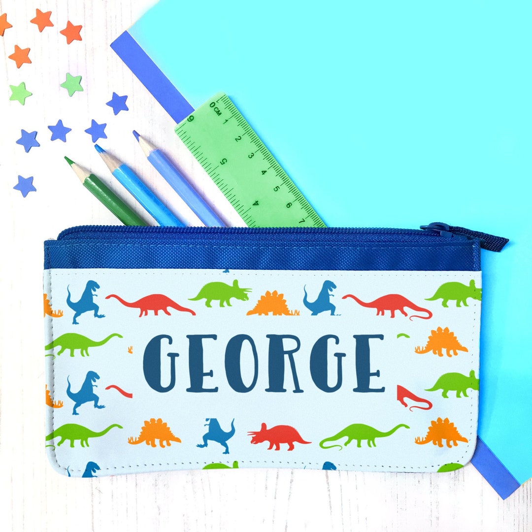 Dinosaur Pattern Pencil Case, Fabric Dino Pencil Holder, Personalised ...