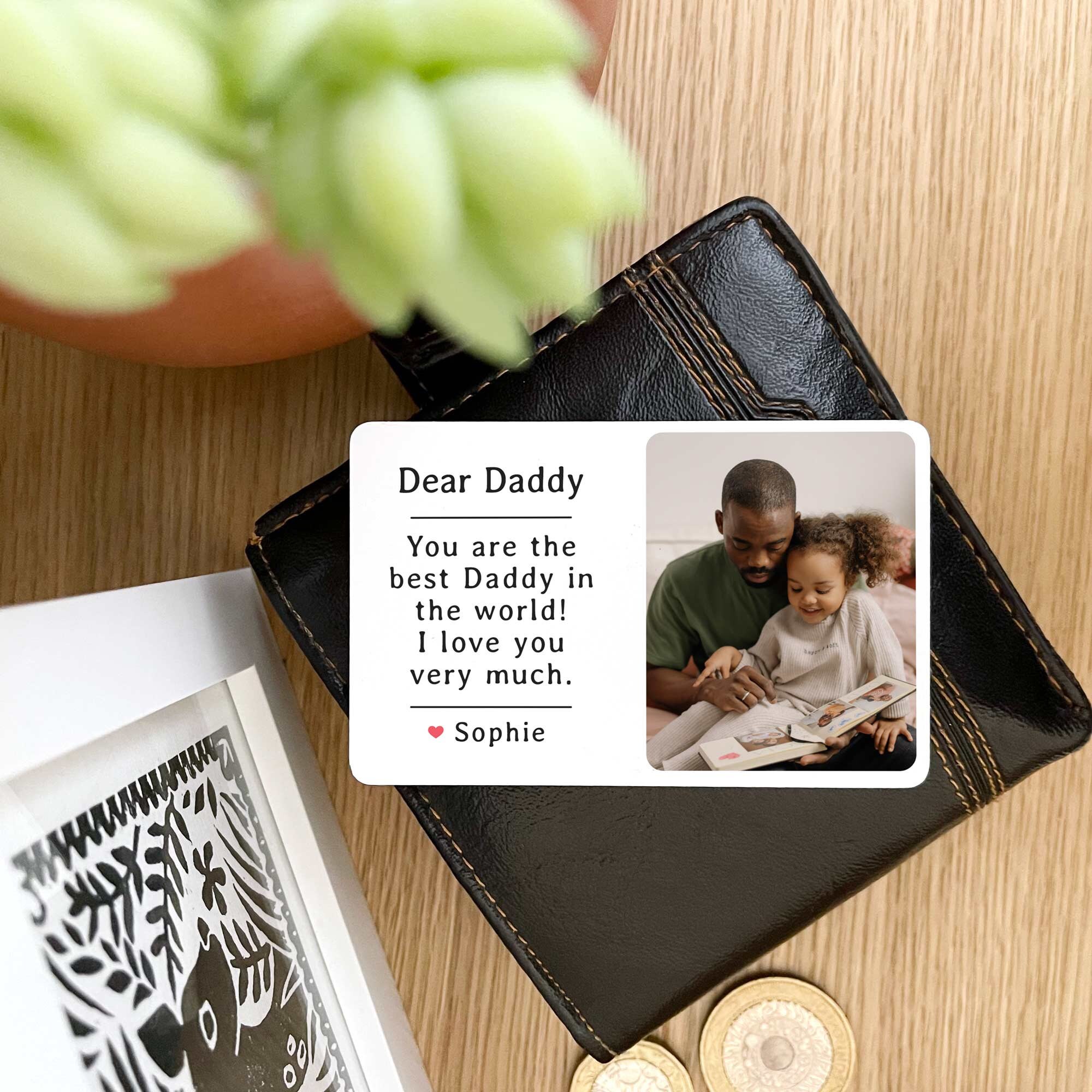 Personalised Photo Metal Wallet Card for Dad Child's - Etsy