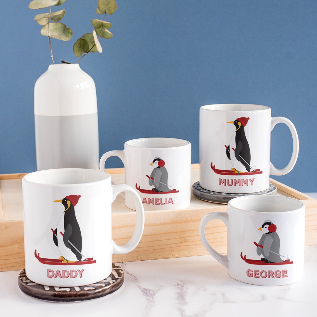 Penguins Mug Set, Personalised Penguin Family Gift - Etsy