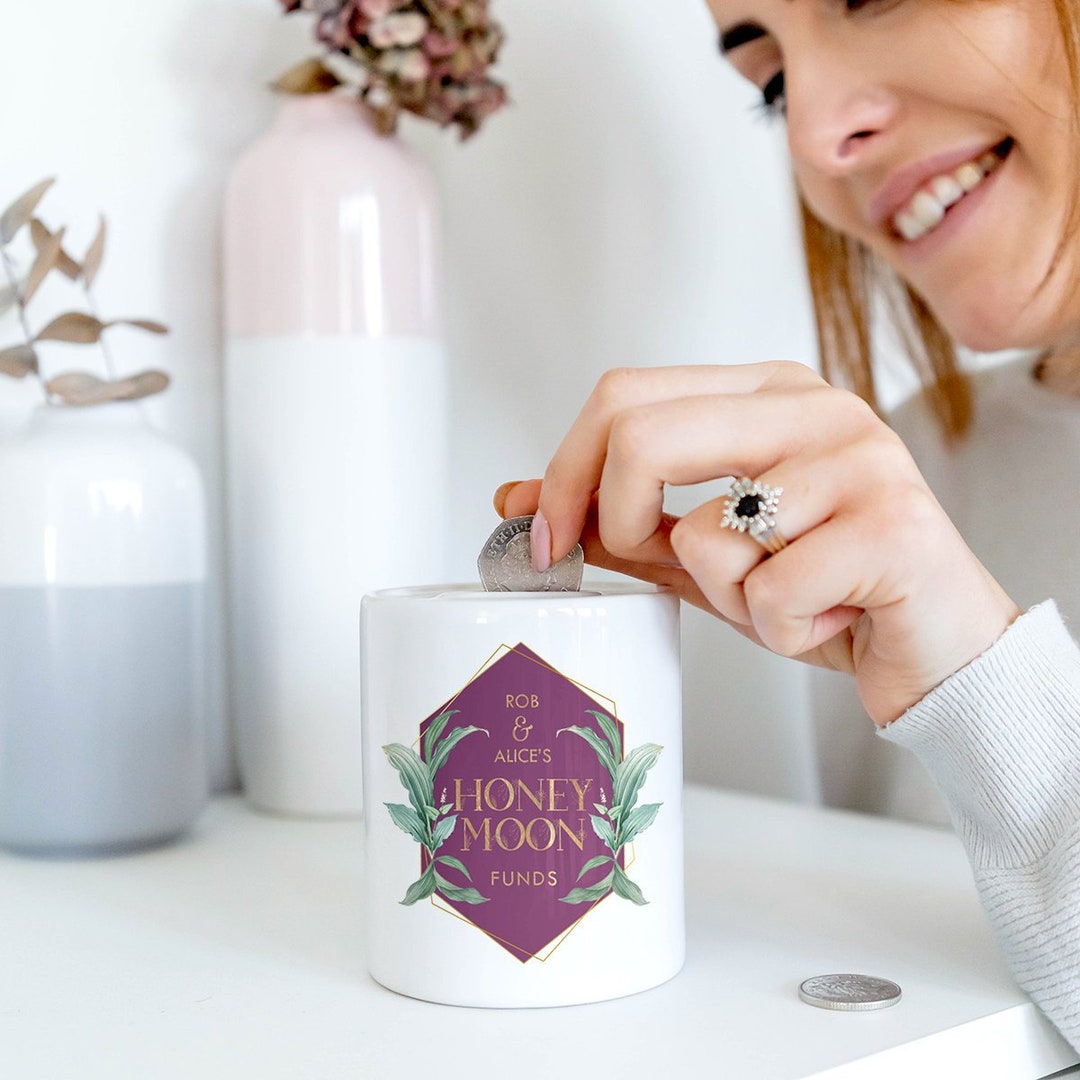 Honeymoon Money Box, Personalised Honeymoon Funds Moneybox, Couples ...