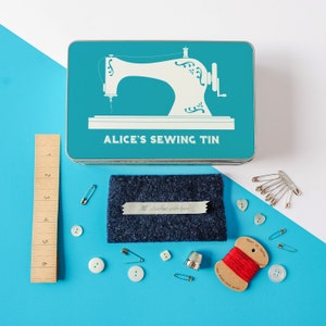 Sewing Tin - Personalised Retro Style Sewing Tin - Sewing Lover Gift ...