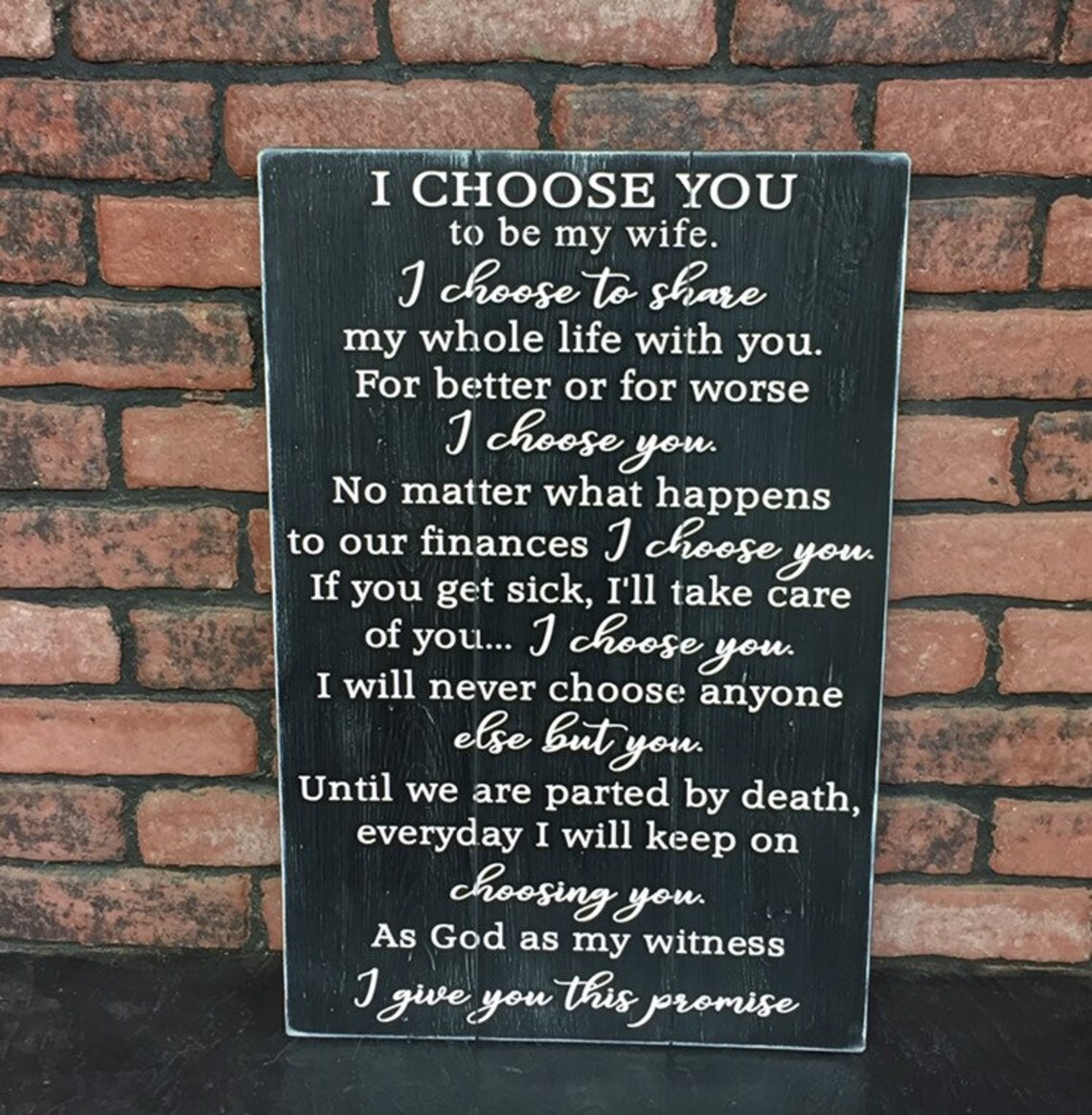 I Choose You Sign Personalized Wedding Vows Marriage Plaque Etsy