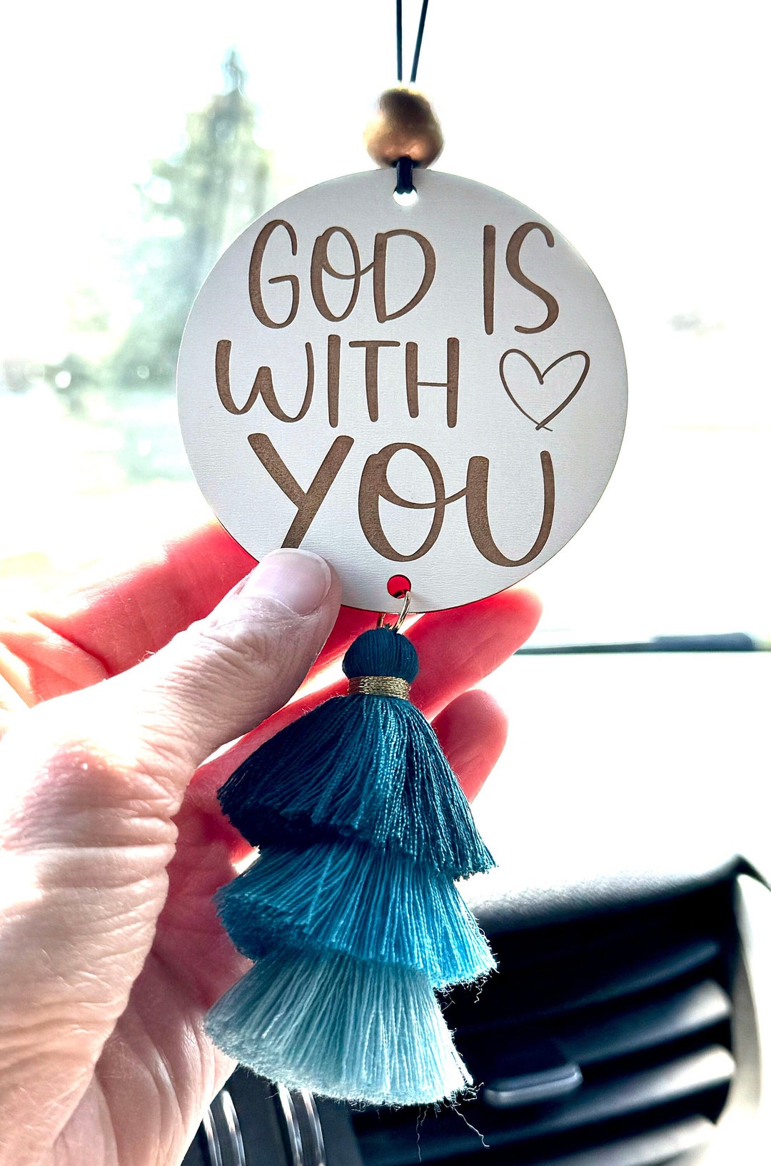 Christian Car Charm, God is With You Car Charm, Rear View Mirror Charm ...