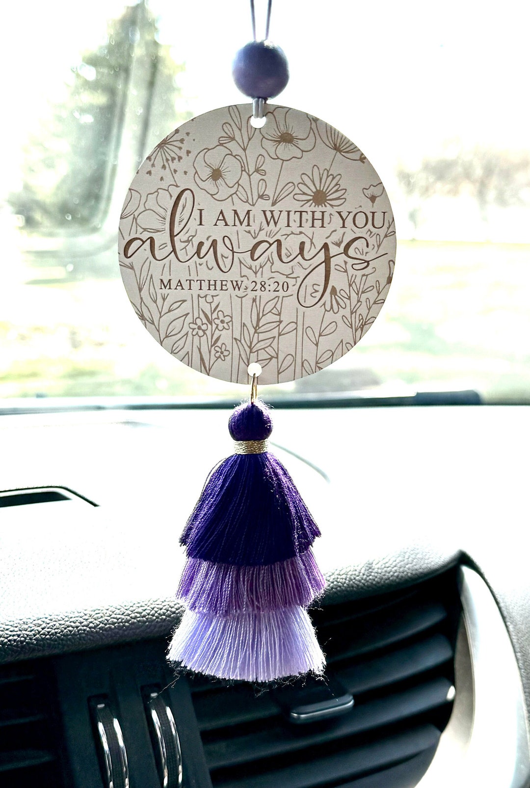 Christian Car Charm, I Am With You Always Car Charm, Rear View Mirror ...