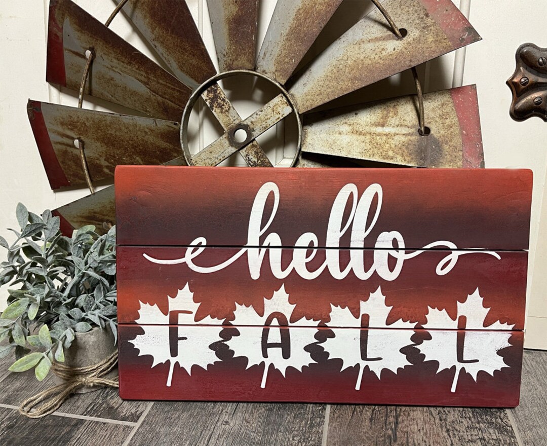 Hello Fall Wood Sign October Sign Fall Sign Fall Wall - Etsy