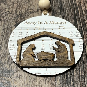 Away in A Manger Ornament Wood Christmas Ornament Nativity - Etsy