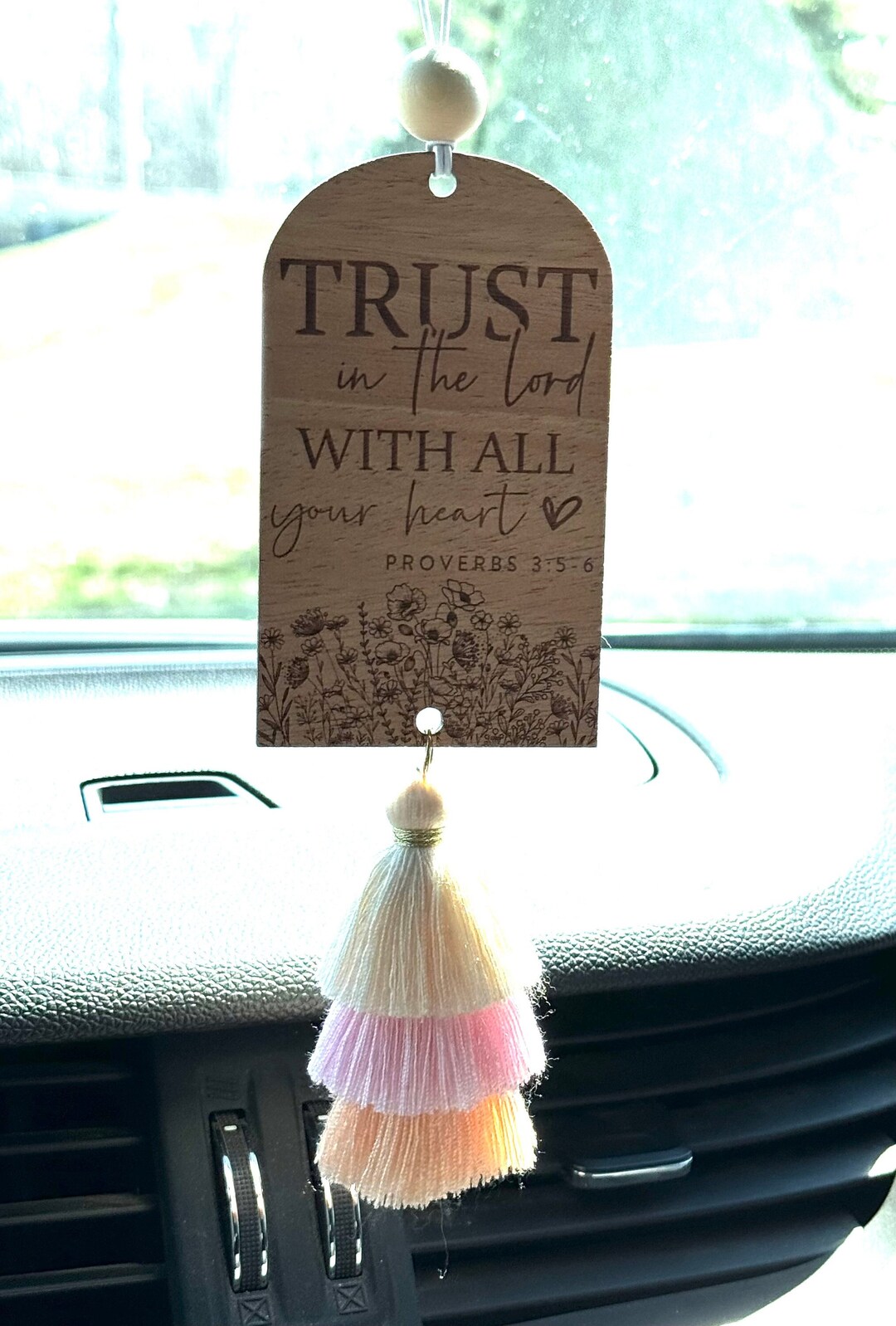 Christian Car Charm, Trust in the Lord, Rear View Mirror Charm, Car ...