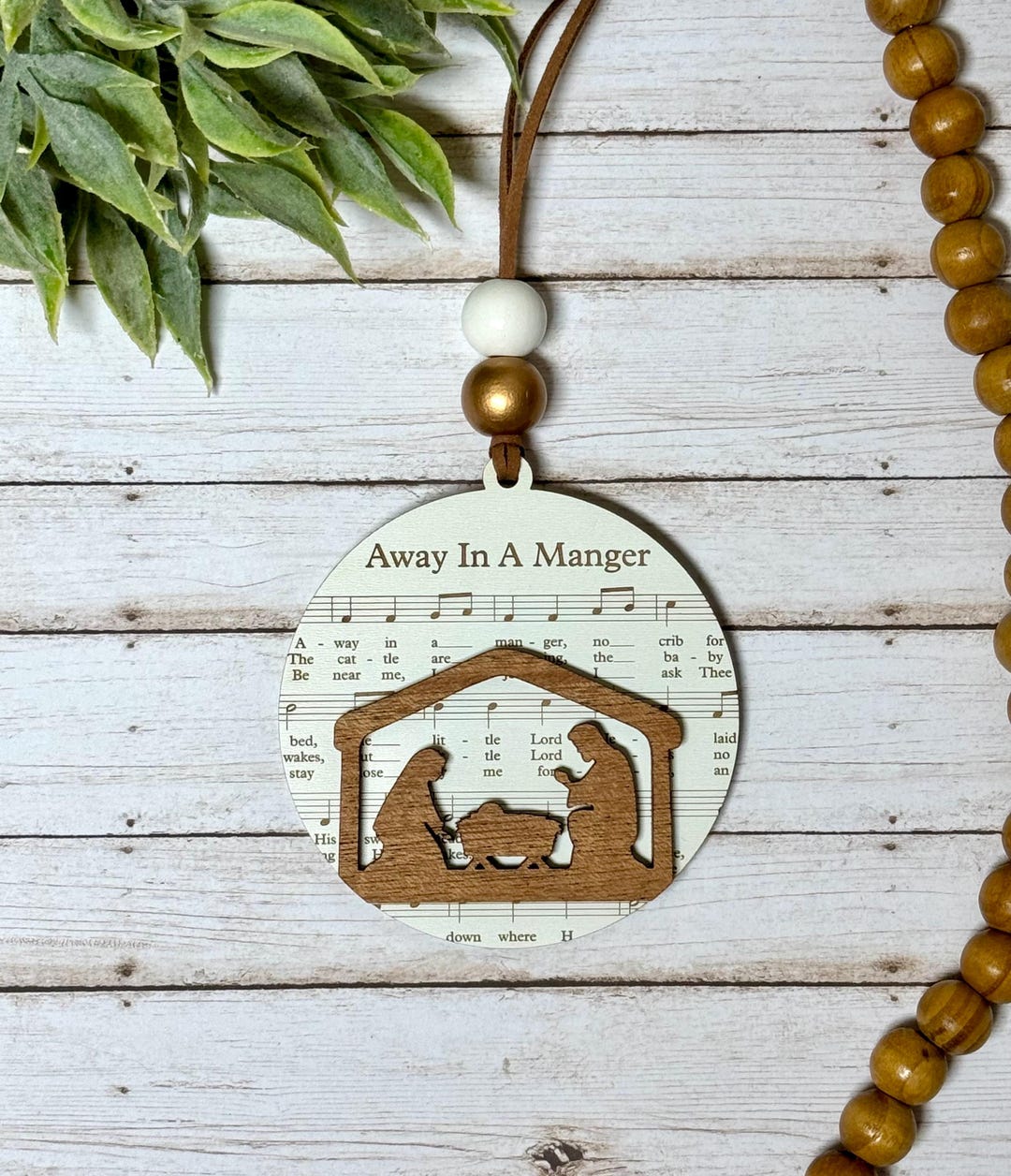 Away in A Manger Ornament • Wood Christmas Ornament • Nativity Scene ...