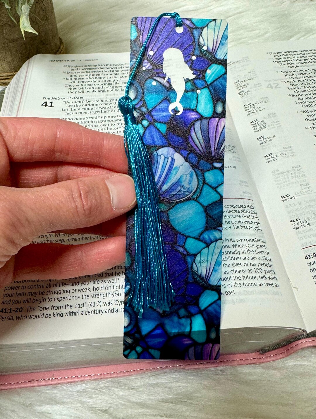 Cute Mermaid Bookmark, Seashell Bookmark, Pretty Ocean Beach Bookmark ...