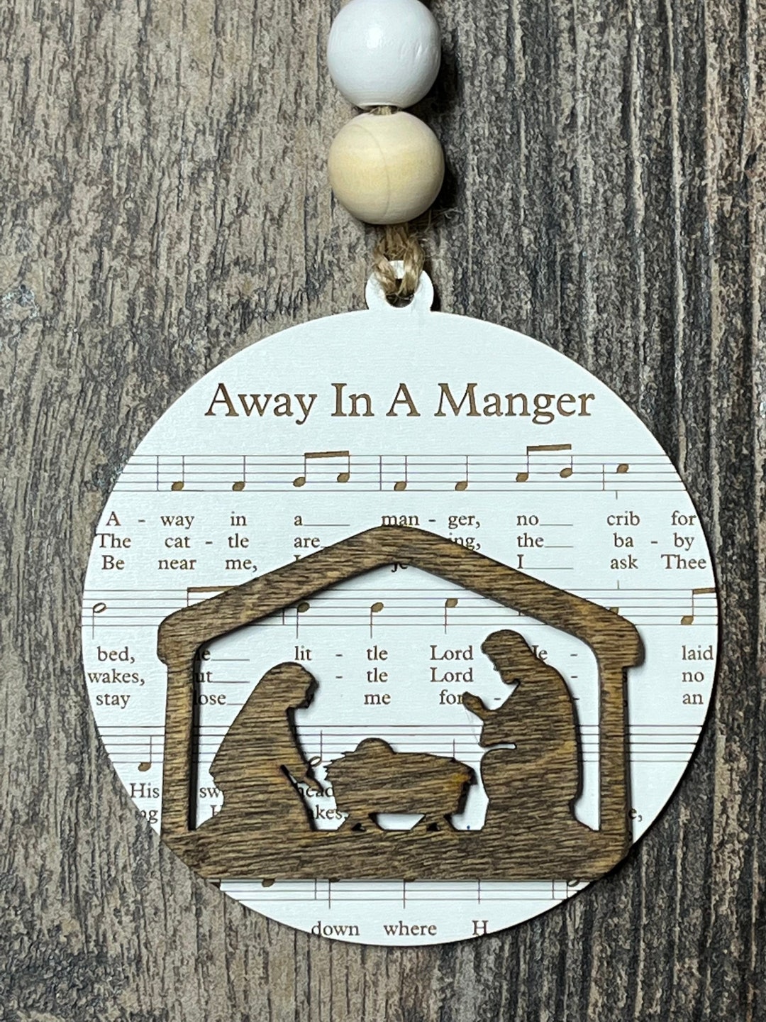 Away in A Manger Ornament Wood Christmas Ornament Nativity - Etsy
