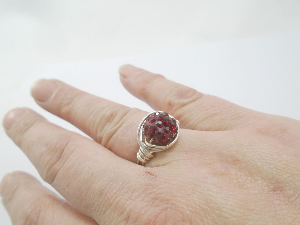 Red Crystal Ring Crystal Ring Red Ring Bling Ring Red | Etsy