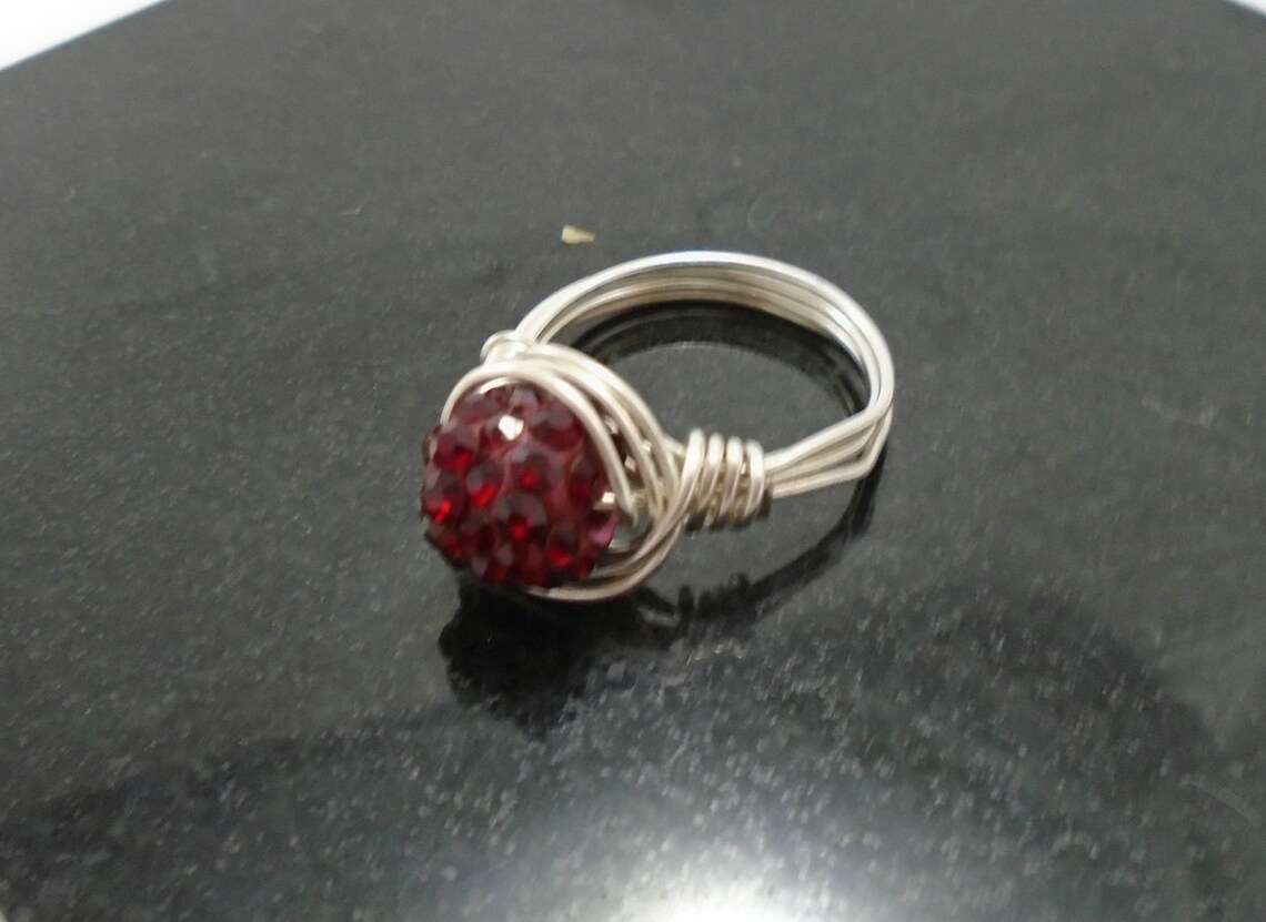 Red Crystal Ring Crystal Ring Red Ring Bling Ring Red - Etsy