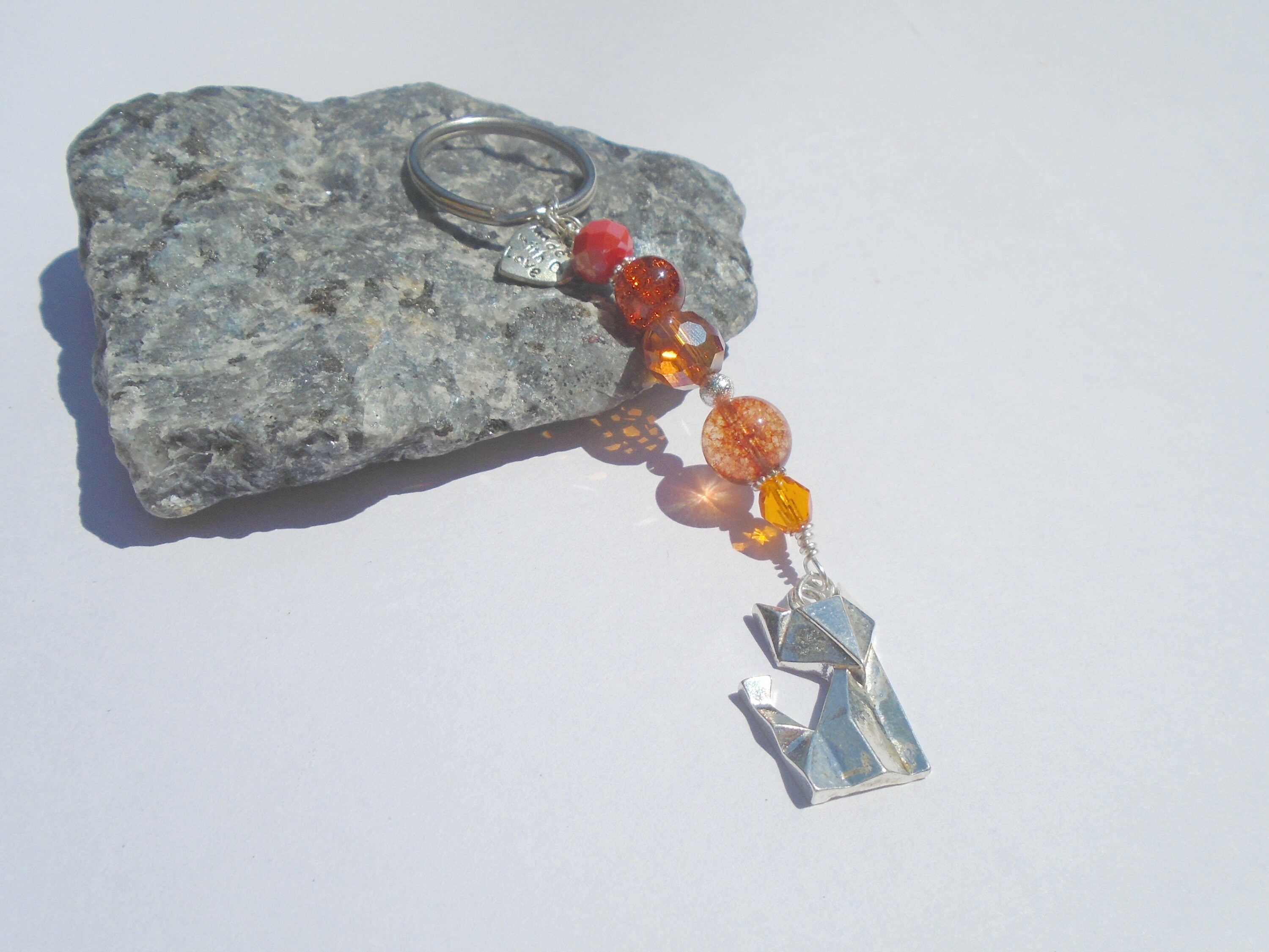 Fox Key Ring Charm Key Chain Beaded Keyring Fox Keychain - Etsy