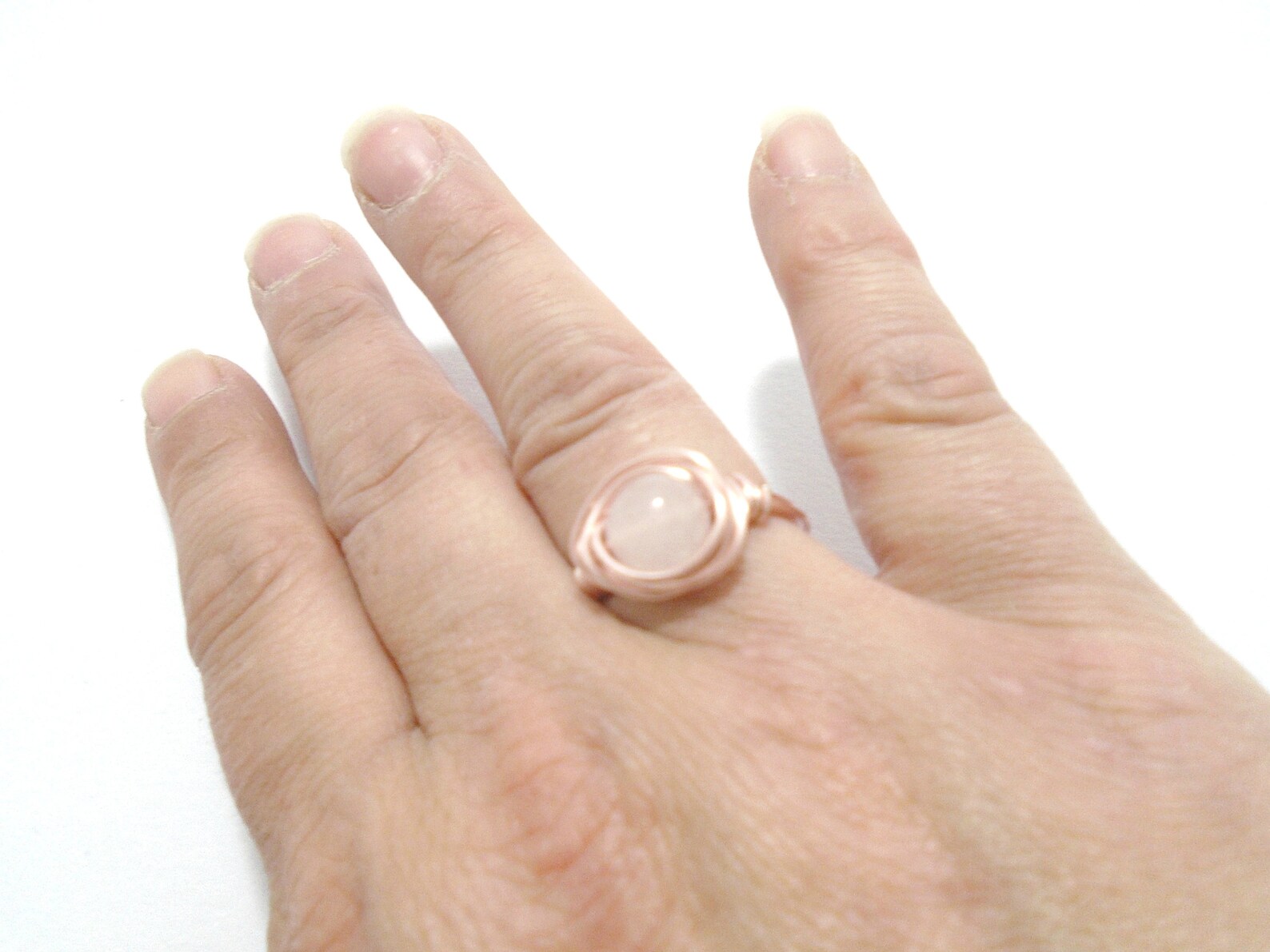 Rose Quartz Copper Ring Rose Quartz Ring Rose Quartz | Etsy UK