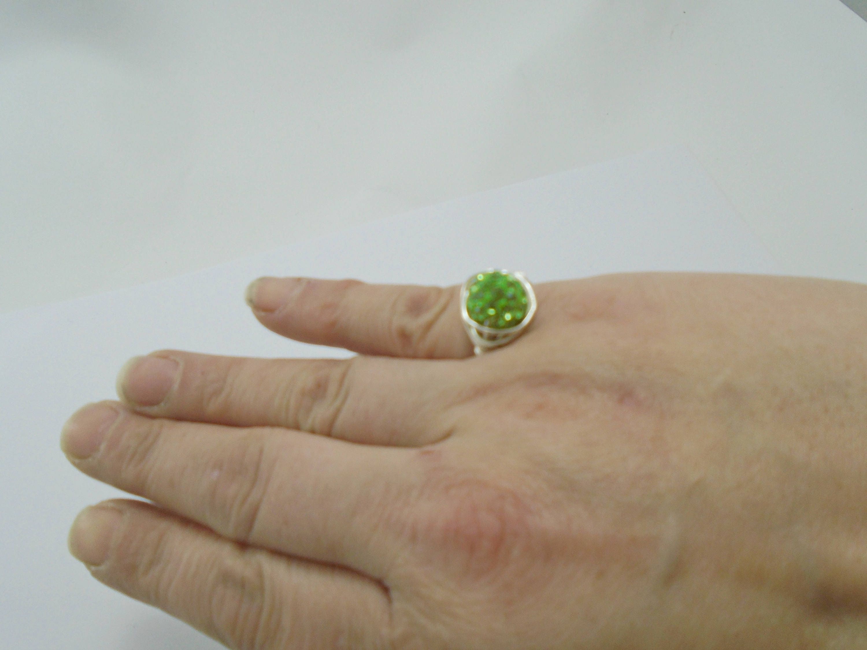 Green Crystal Ring Crystal Ring Green Ring Bling Ring - Etsy