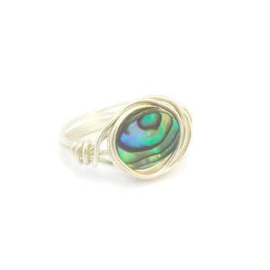 Abalone Shell Ring, Abalone Ring, Abalone Wire Wrapped Ring, Boho Ring ...