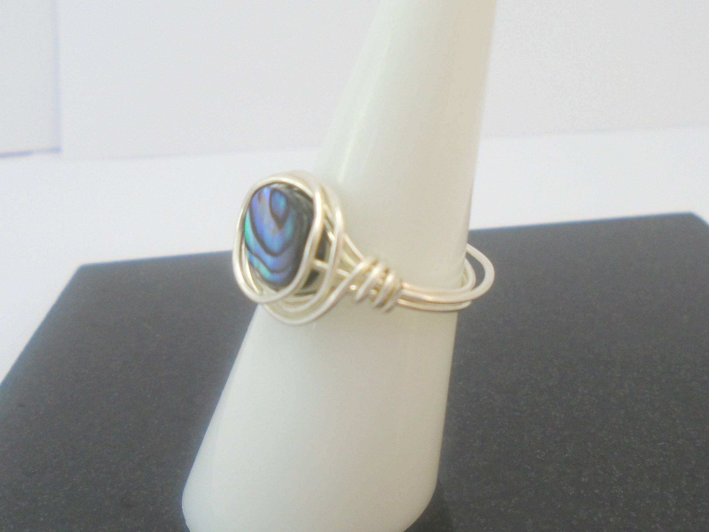 Abalone Shell Ring Abalone Ring Abalone Wire Wrapped Ring | Etsy
