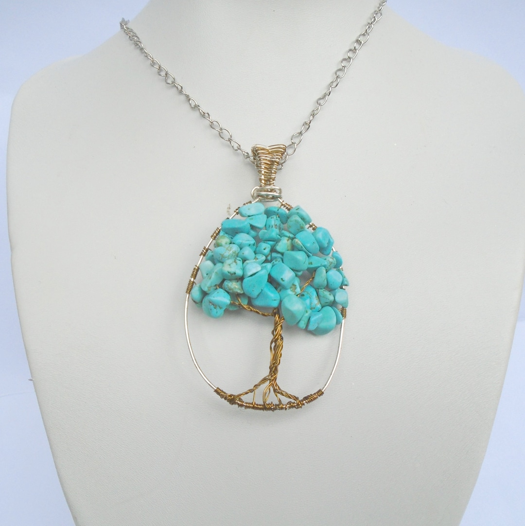 Turquoise Tree of Life Pendant, Turquoise Pendant, Gemstone Tree ...