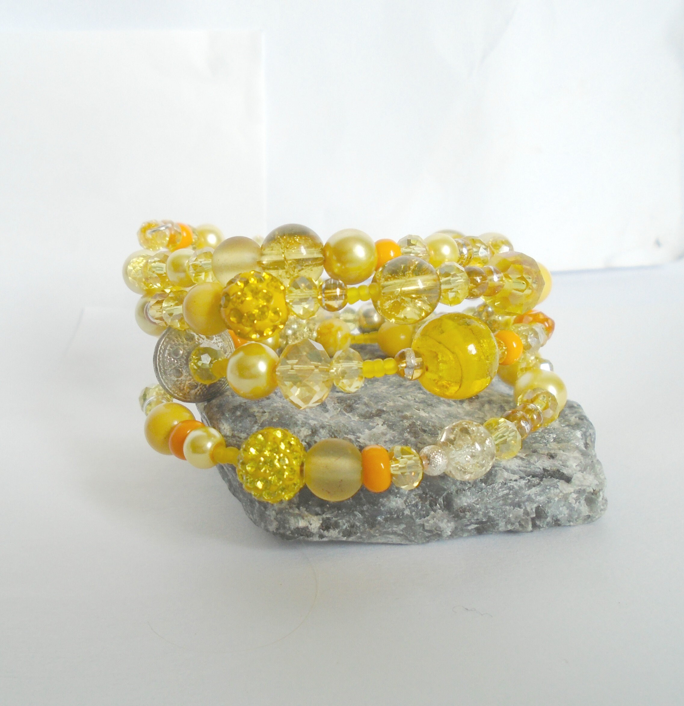 Yellow Memory Wire Bracelet Layering Bracelet Stacking | Etsy