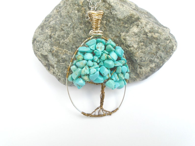 Turquoise Tree of Life Pendant Turquoise Pendant Gemstone - Etsy