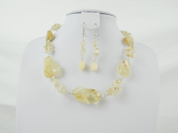 Citrine Necklace Set Unique Jewellery Set Chunky Necklace | Etsy