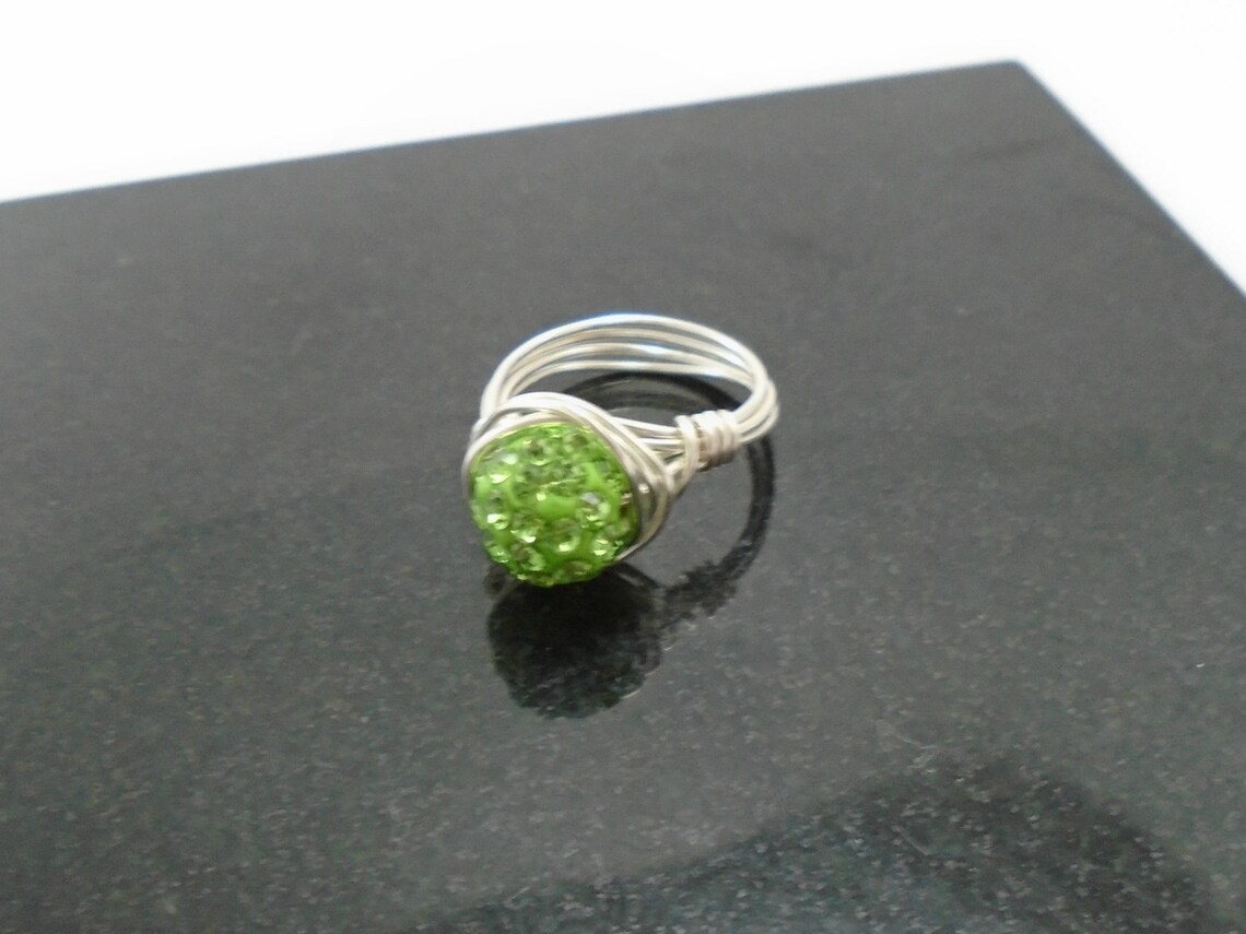 Green Crystal Ring Crystal Ring Green Ring Bling Ring - Etsy