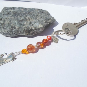 Fox Key Ring, Charm Key Chain, Beaded Keyring, Fox Keychain, Beaded Key ...