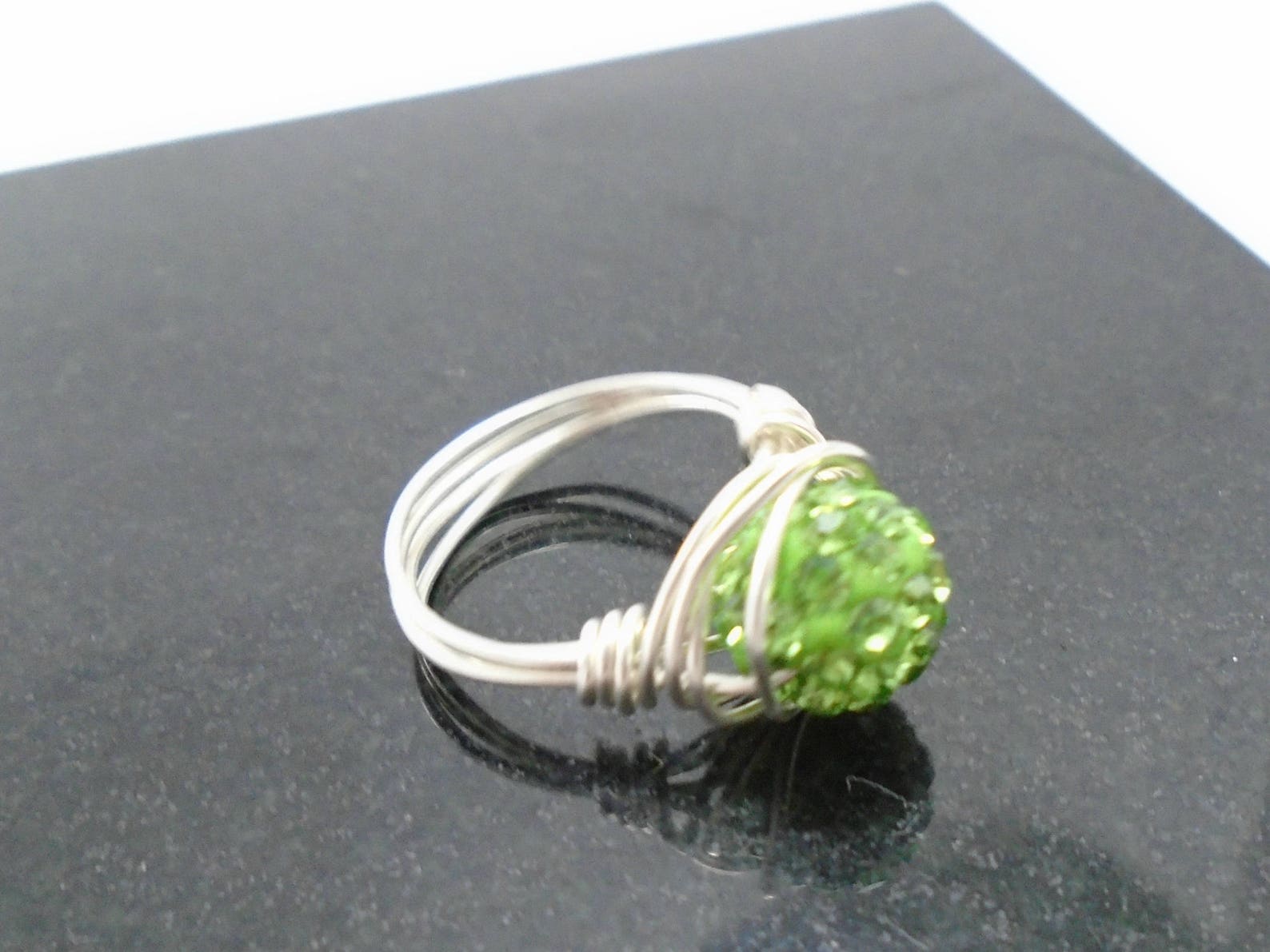 Green Crystal Ring Crystal Ring Green Ring Bling Ring - Etsy