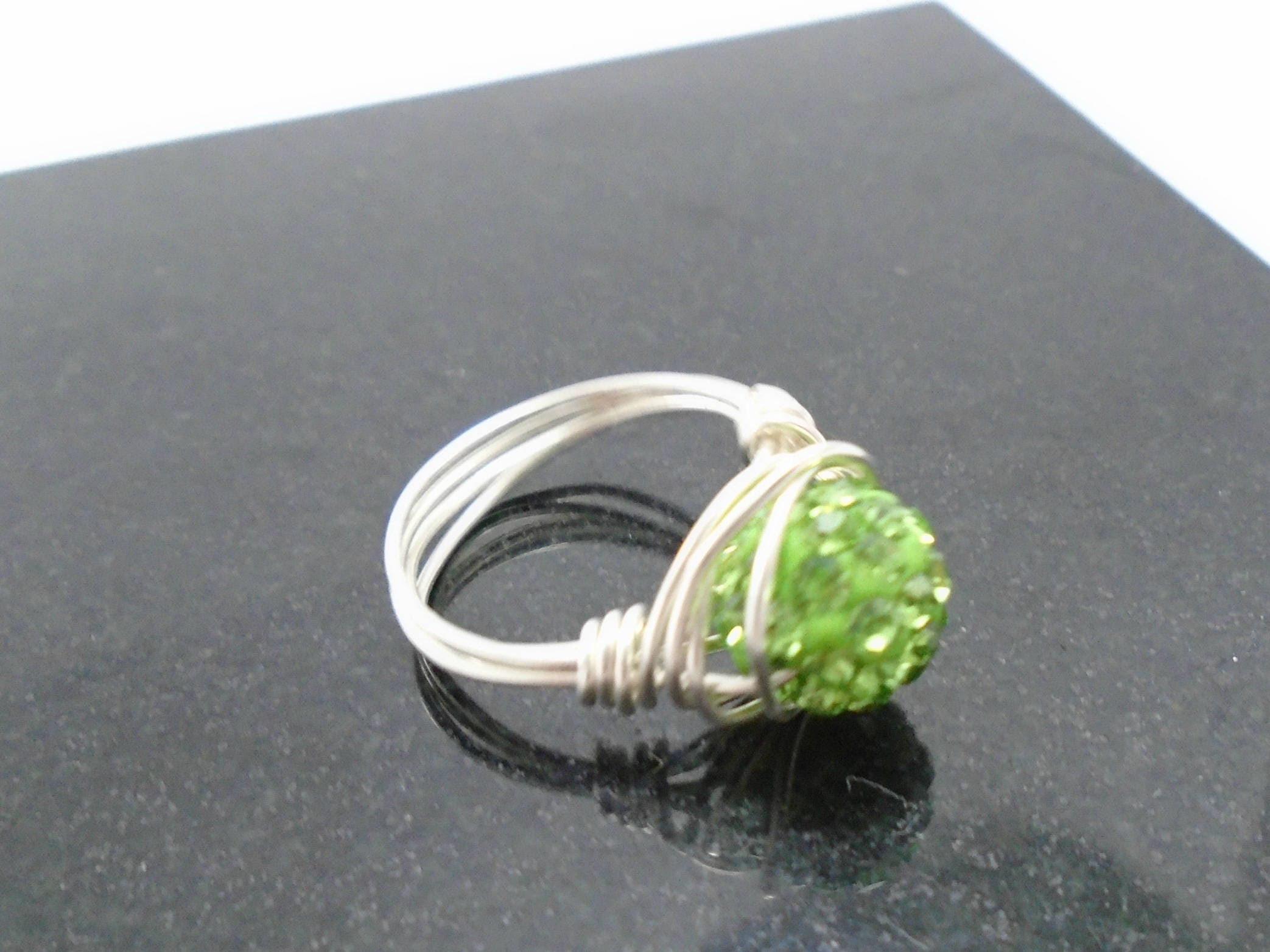 Green Crystal Ring Crystal Ring Green Ring Bling Ring - Etsy