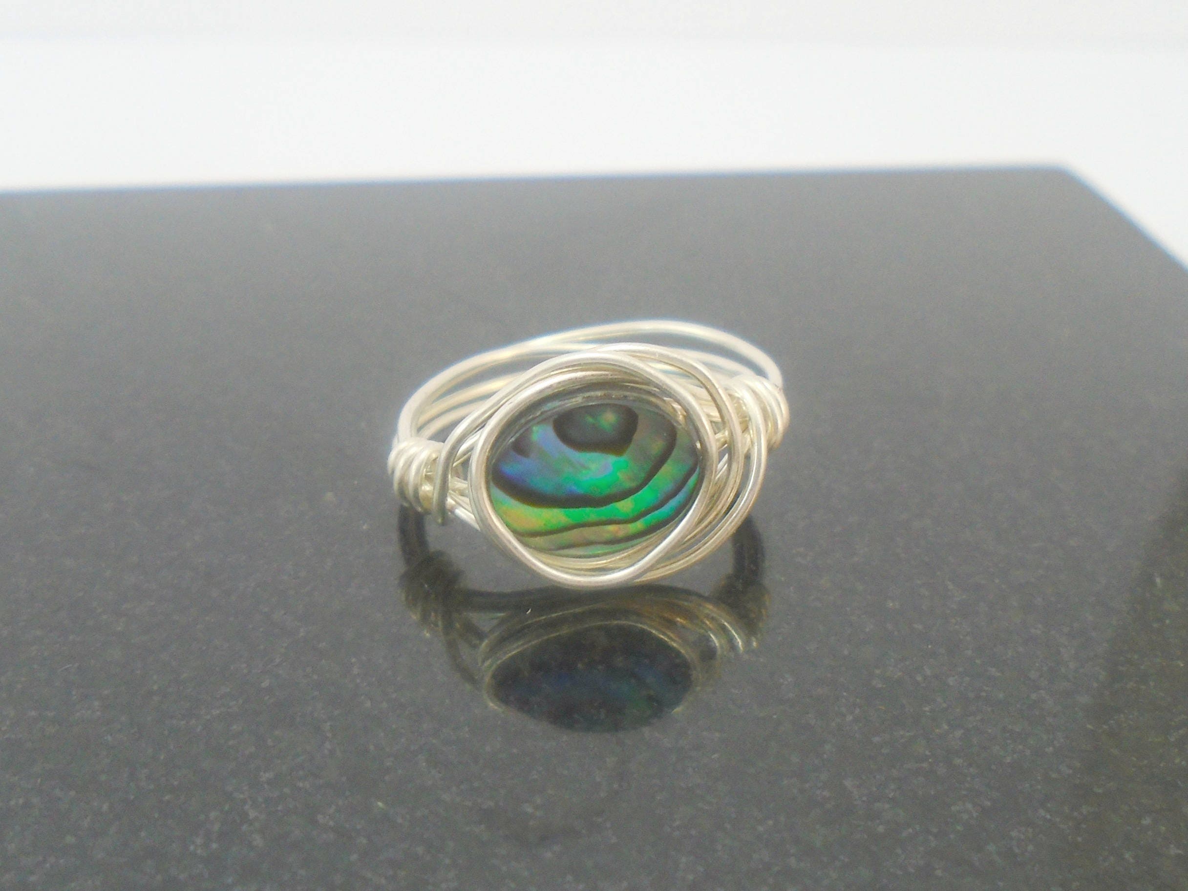 Abalone Shell Ring Abalone Ring Abalone Wire Wrapped Ring | Etsy