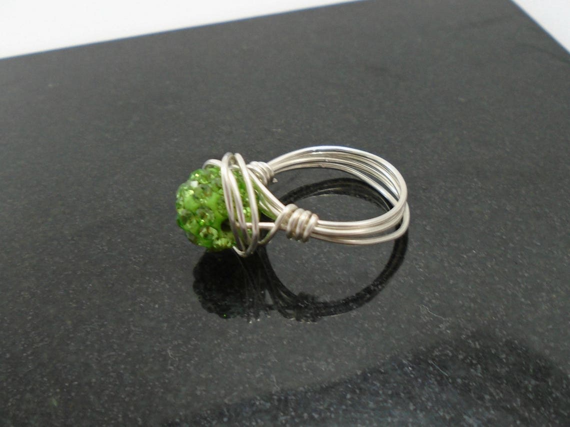Green Crystal Ring Crystal Ring Green Ring Bling Ring - Etsy